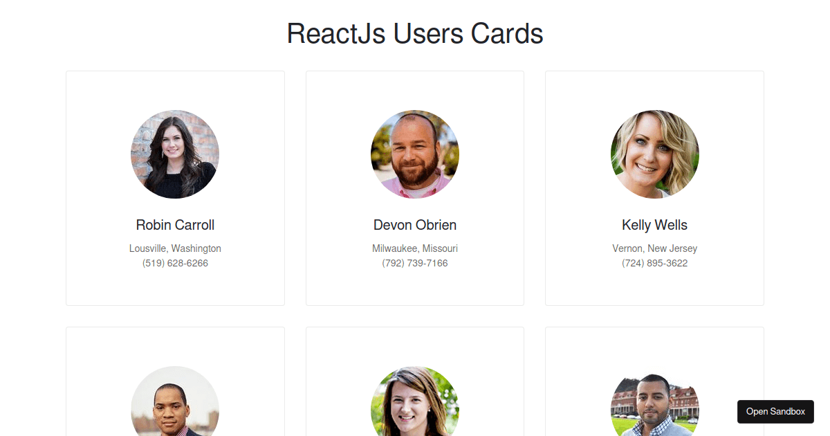 React Users Profile Card (forked) - Codesandbox