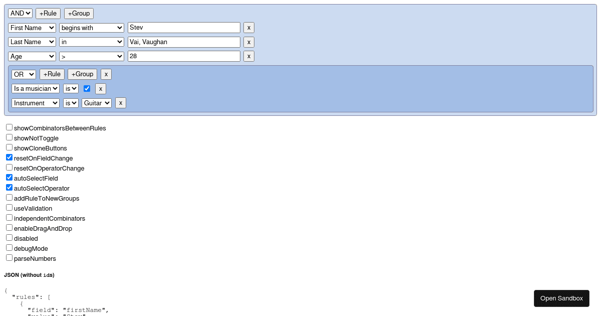 react-querybuilder-ci - Codesandbox