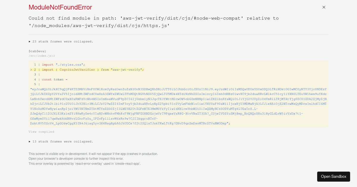 Jwt Validation Using Aws Lib Forked Codesandbox 5225