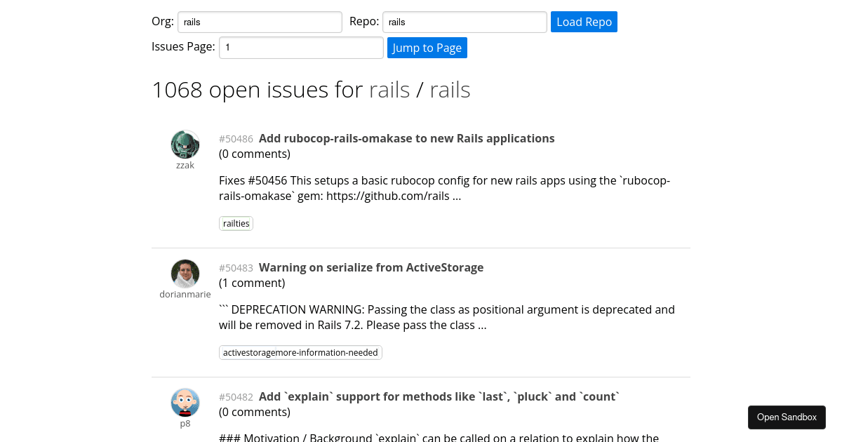 rsk-github-issues-example - Codesandbox