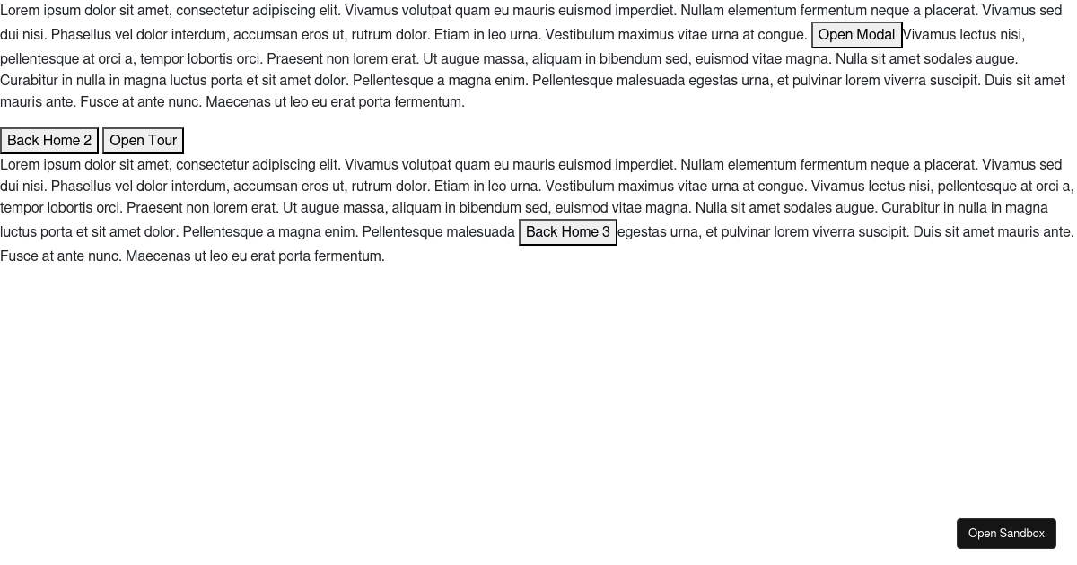 @reactour/tour demo using react-bootstrap Modal (forked) - Codesandbox