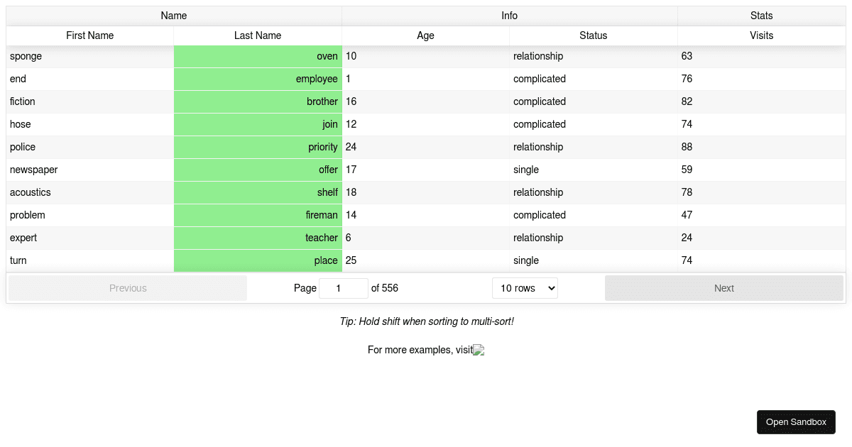 React-Table - Simple Table - Codesandbox