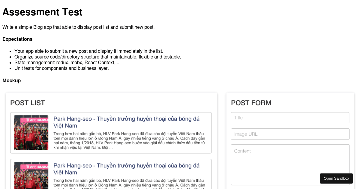 Ninjavan - Reactjs Assessment - Codesandbox