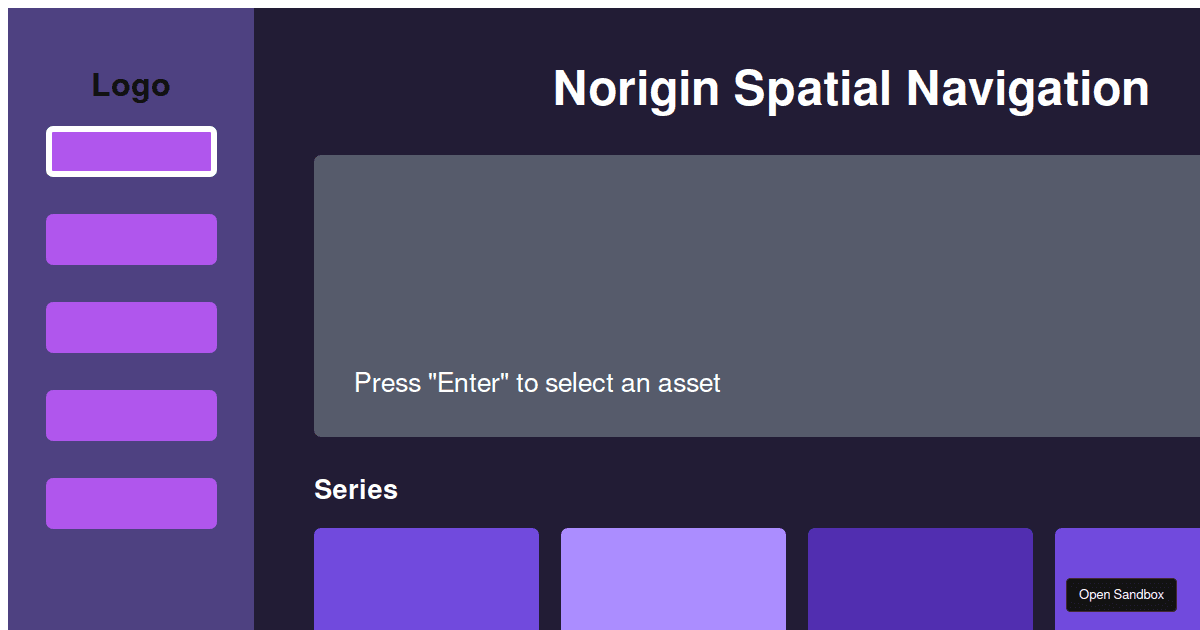 Spatial Navigation Hook Example - Codesandbox