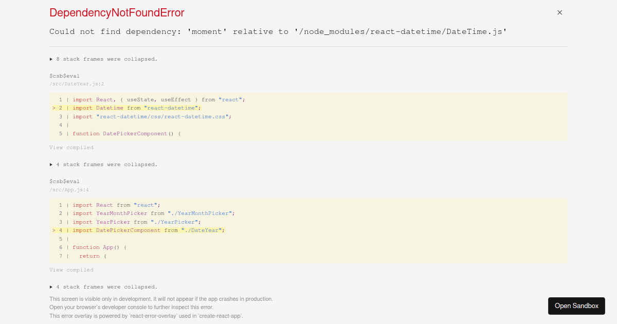 Month and Year picker using dayjs - Codesandbox