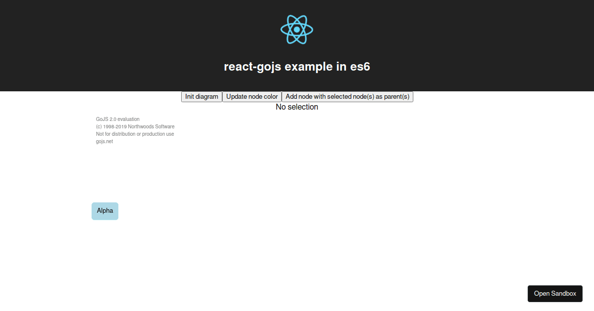 amitjs2017/react-gojs-example-es6 - Codesandbox