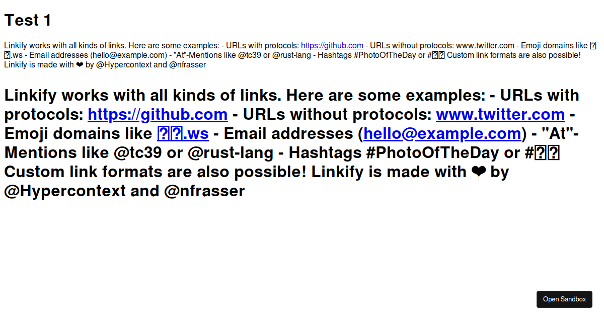 linkify-test - Codesandbox