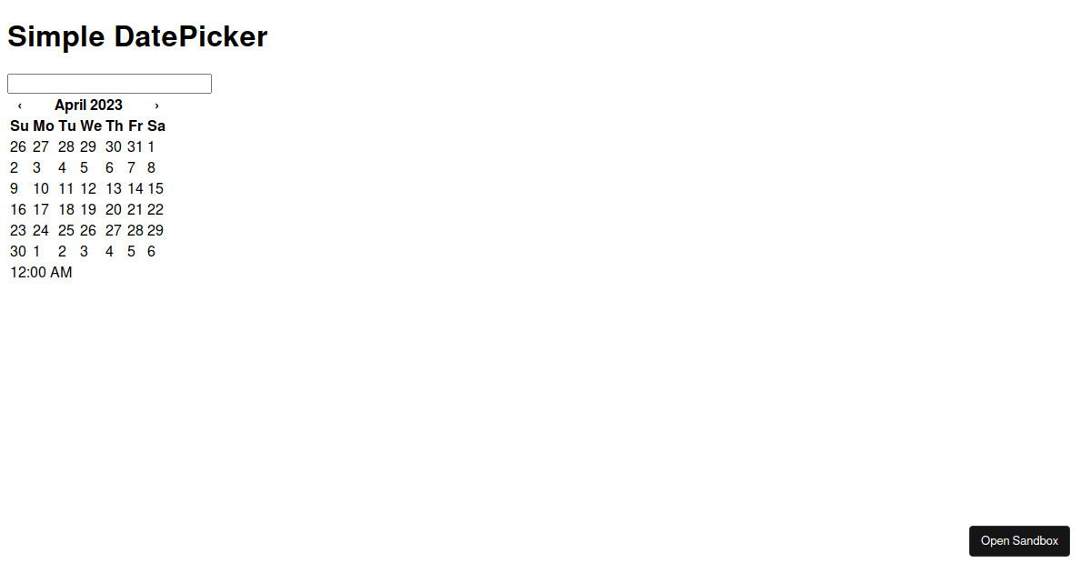React Datepicker (forked) - Codesandbox