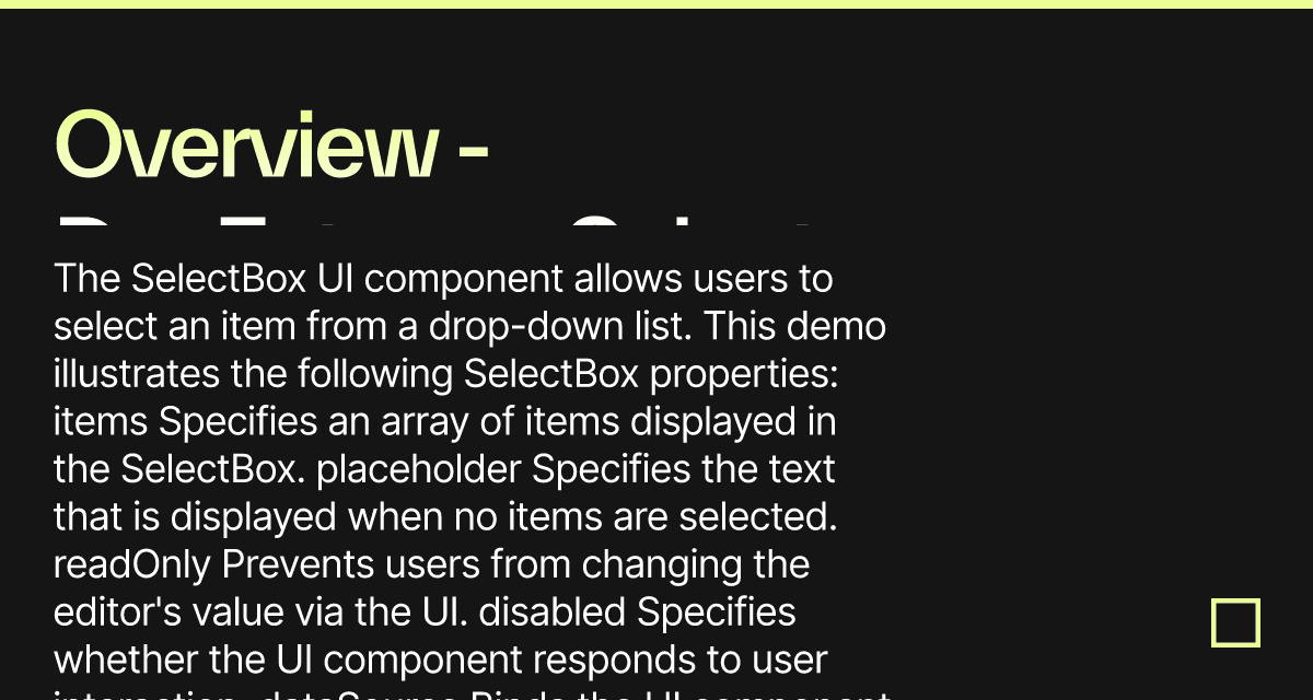 Overview - DevExtreme Select Box - Codesandbox