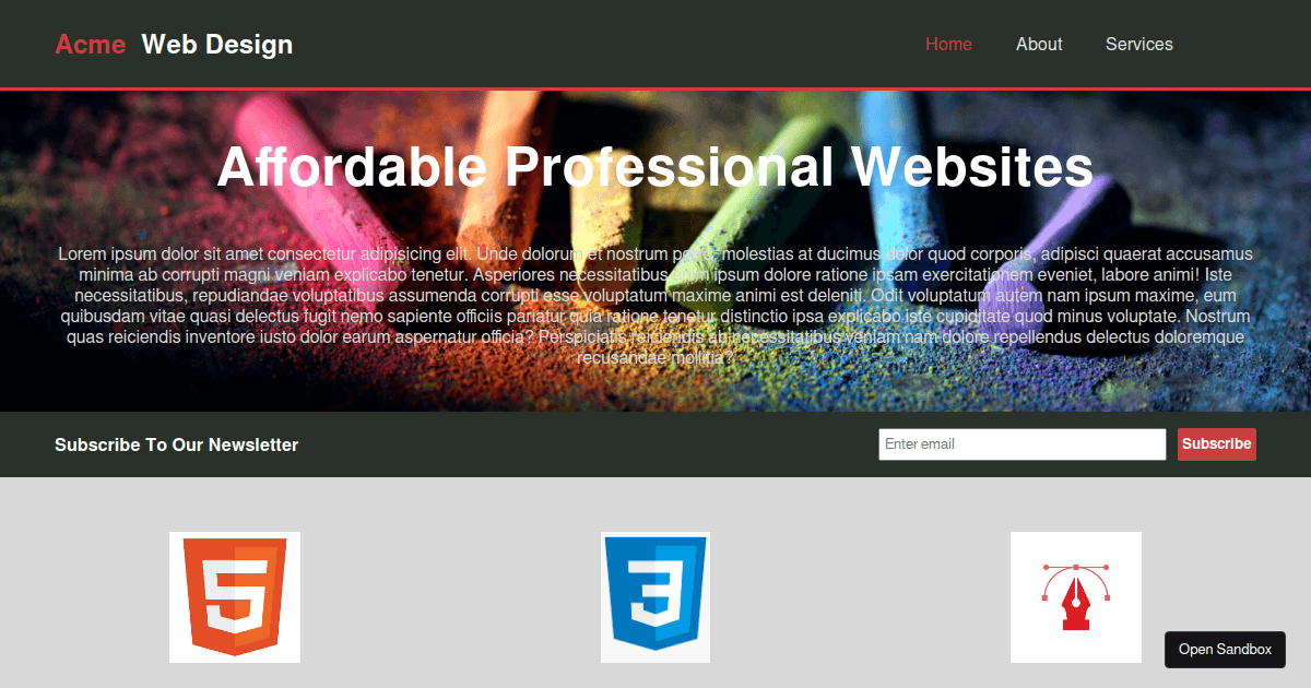 Acme web design - Codesandbox