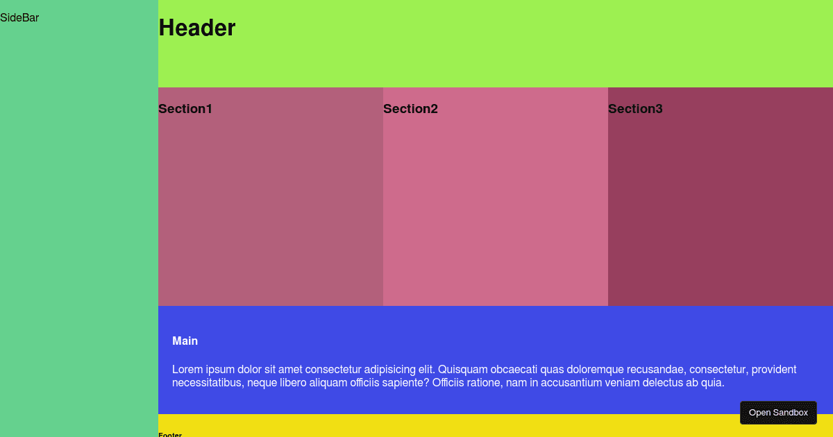 CSS Grid Template Area - Codesandbox