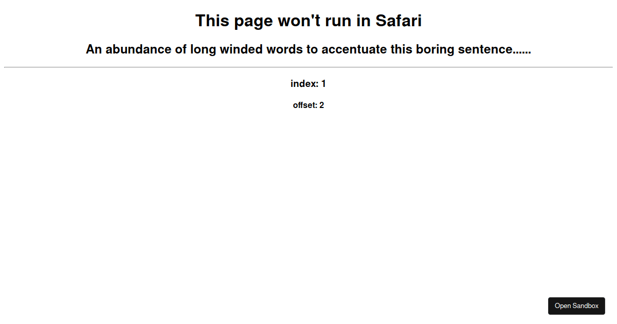 Too Wordy Safari Error Forked Codesandbox 