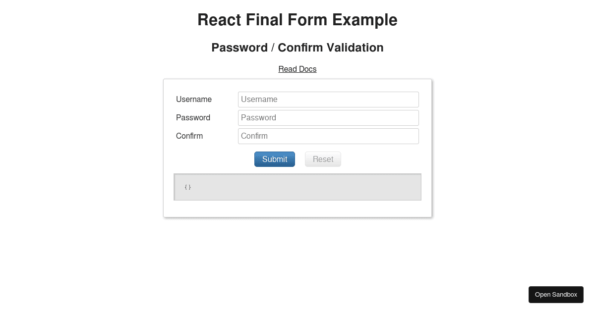 React Final Form - Synchronous Record Level Validation - Codesandbox