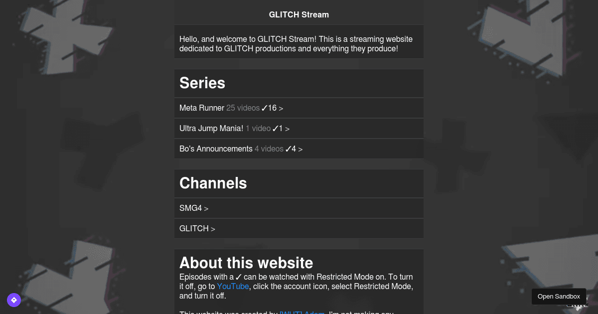 GLITCH Stream - Codesandbox