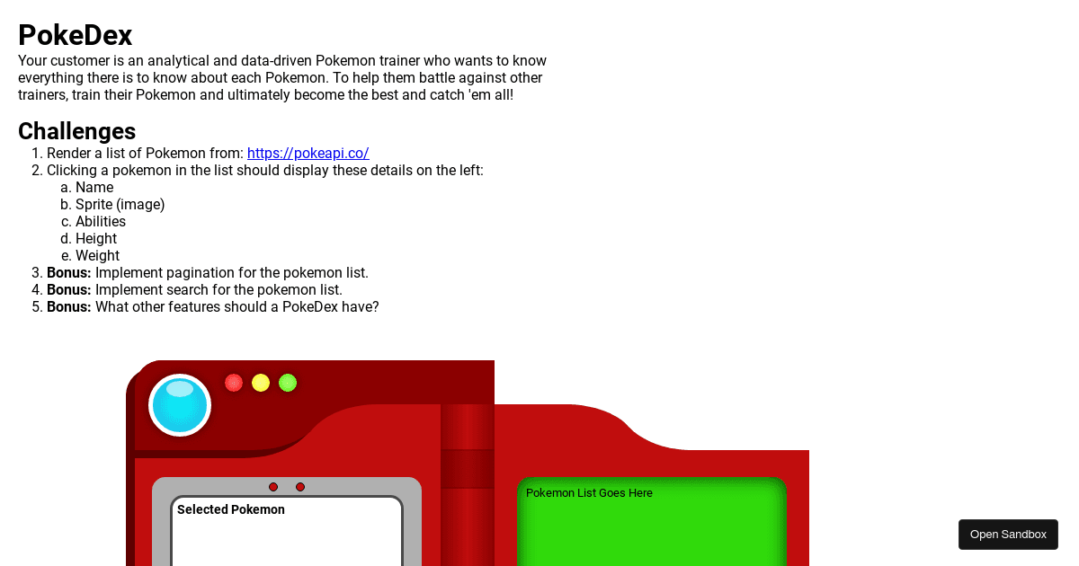Pokedex Template - Codesandbox