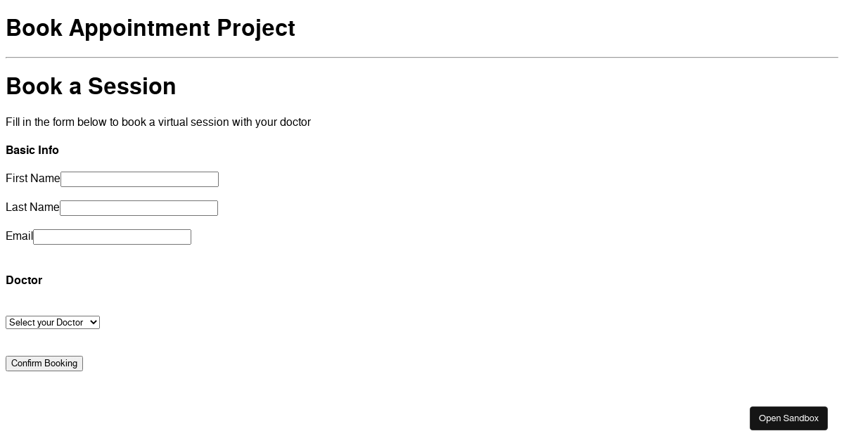 MERN-1 (Session4) (TakeHome) Book Appointment - Codesandbox