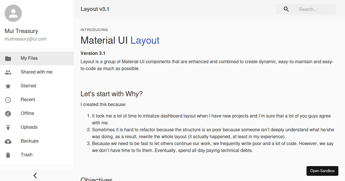MUI Layout Template - Codesandbox