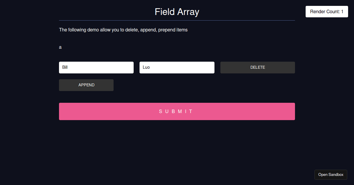React Hook Form Usefieldarray Codesandbox