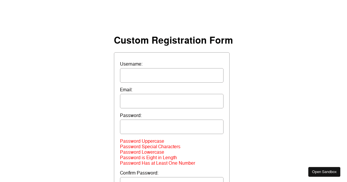 Password Strength Form Validation with Formik - Codesandbox