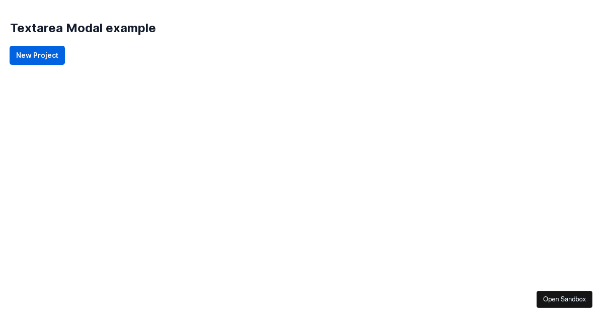 Textarea Modal Example Codesandbox