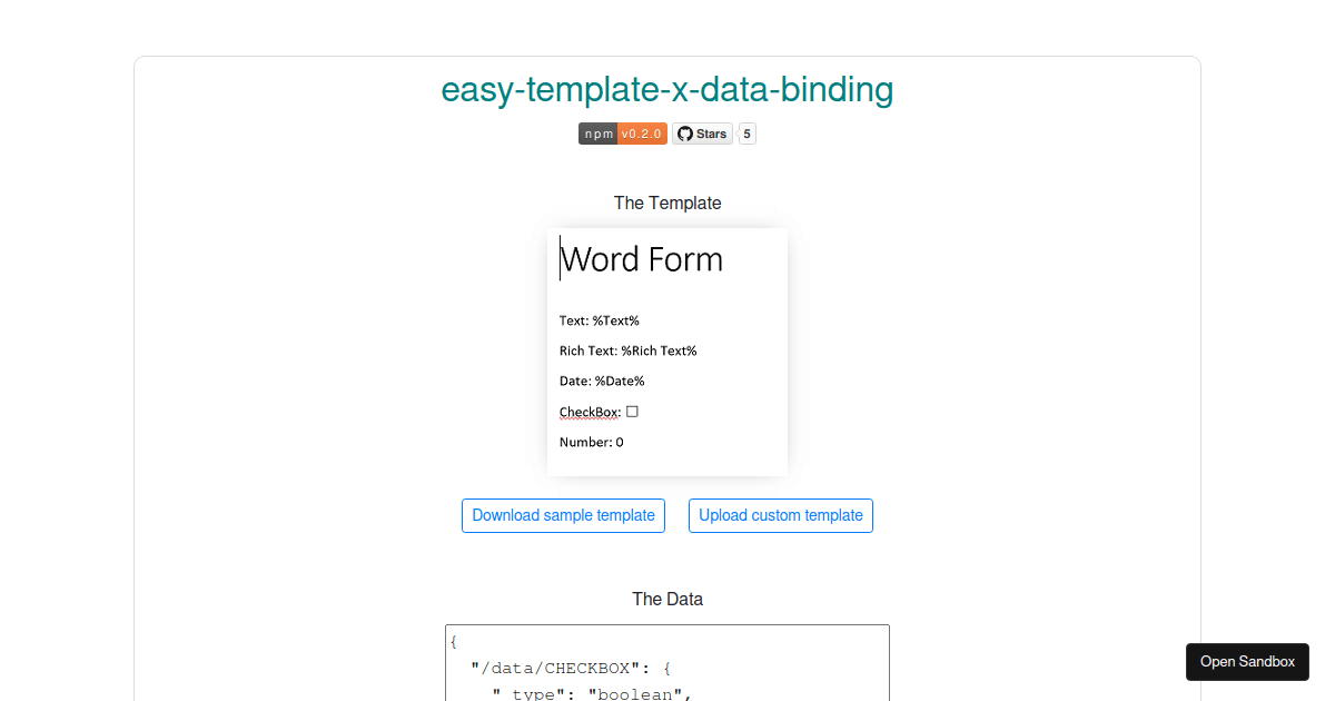 easy-template-x-data-binding demo - Codesandbox