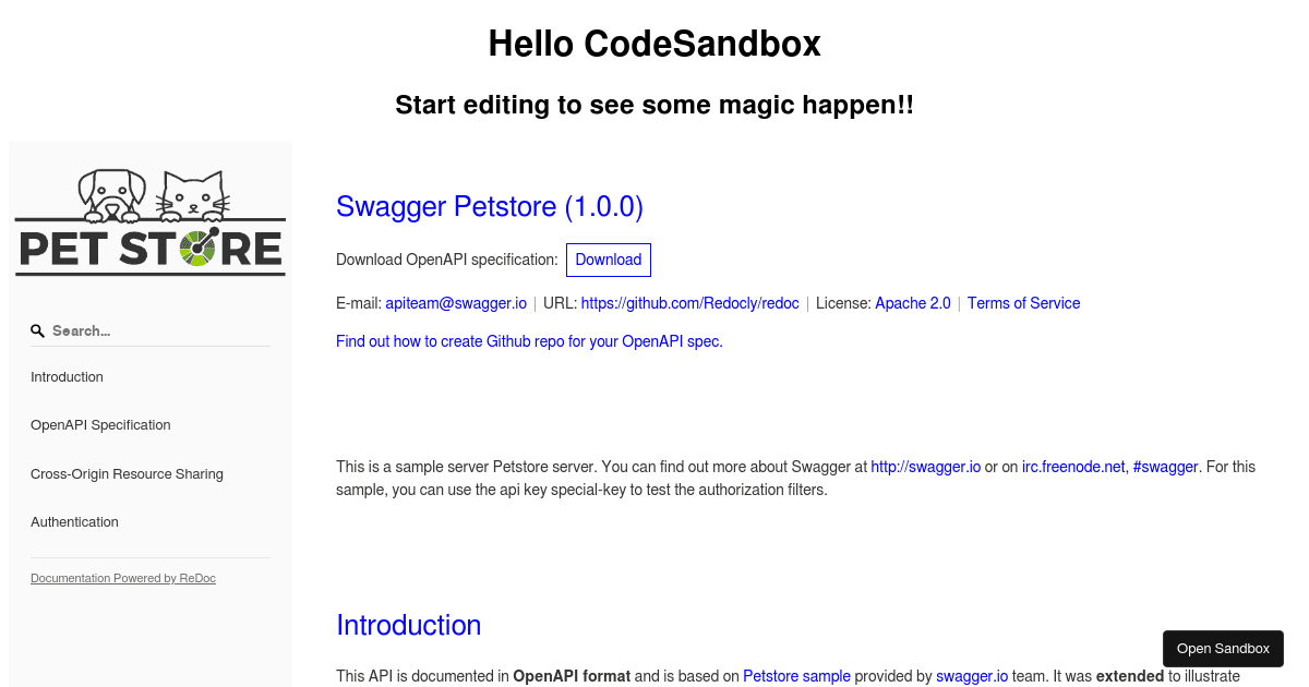 react-redoc-example - Codesandbox