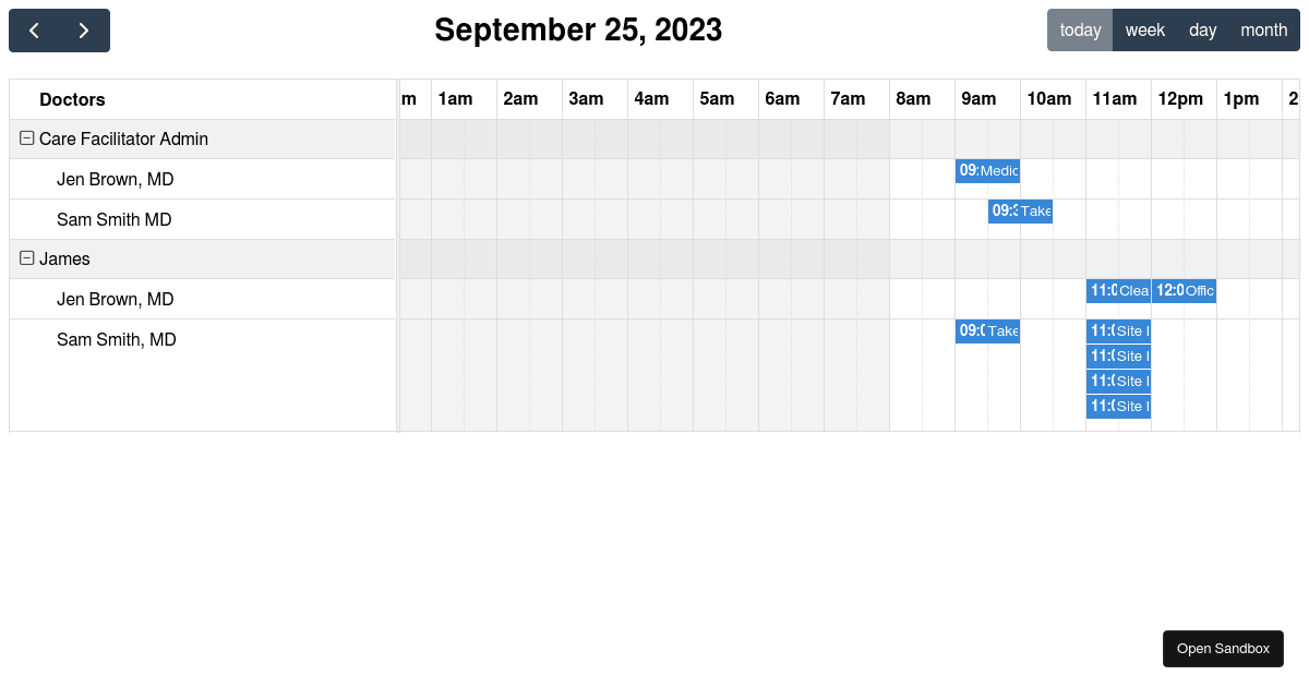 Resource timeline - Codesandbox