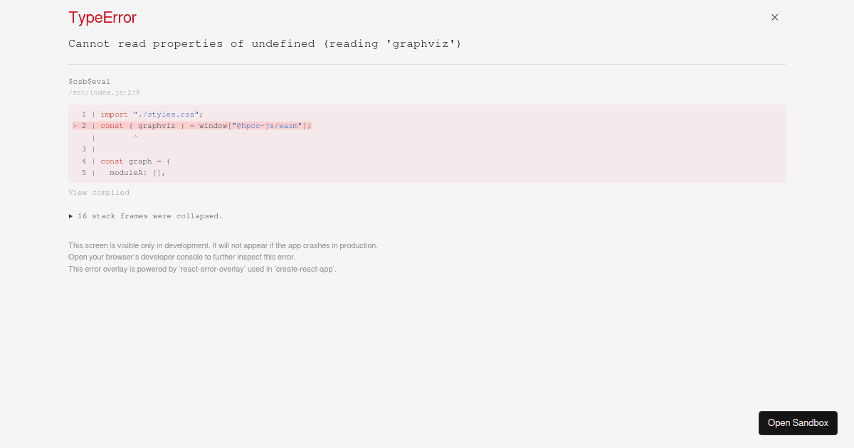Graphviz Dependency Tree Codesandbox