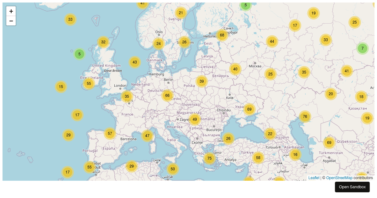 Render 50k points - react leaflet (forked) - Codesandbox