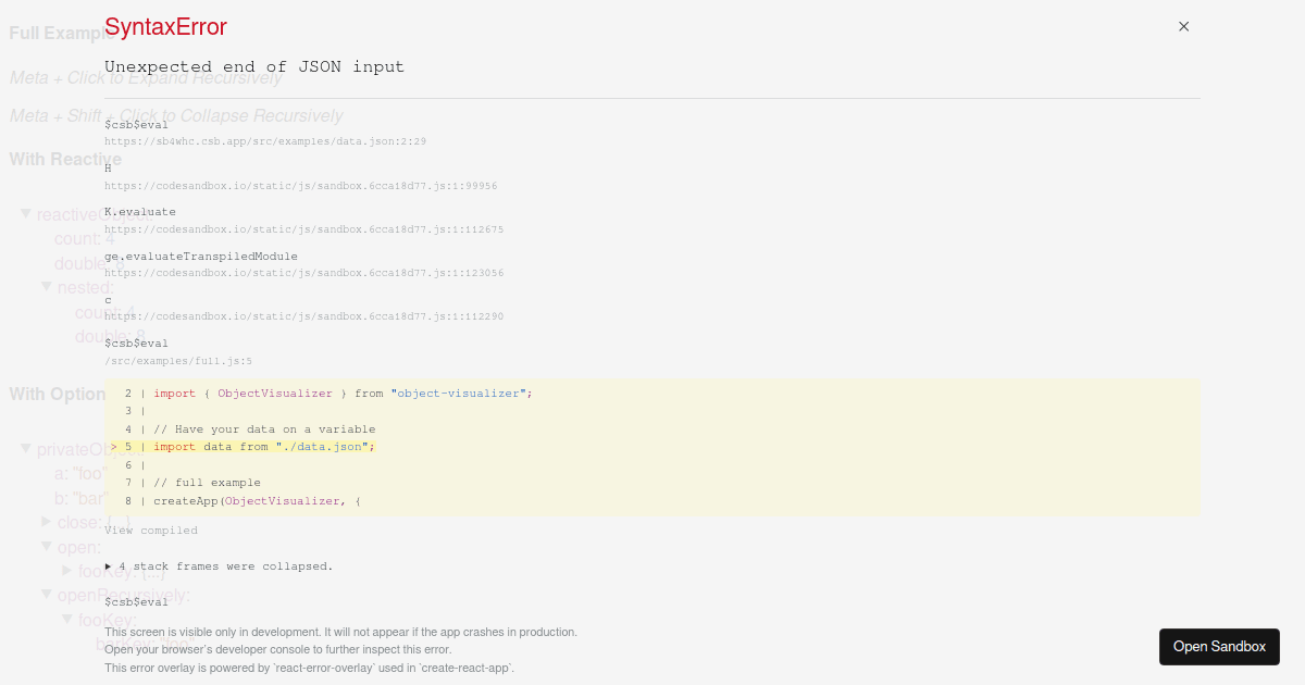 Object Visualizer Forked Codesandbox 8187