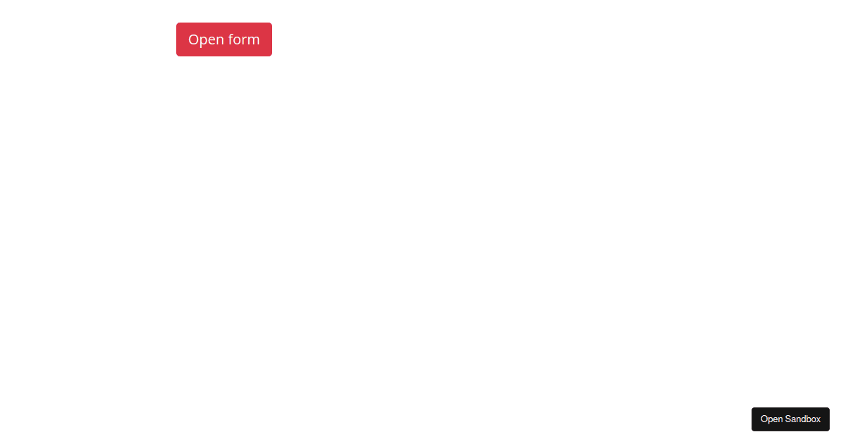 React Modal Form Pop up (forked) - Codesandbox