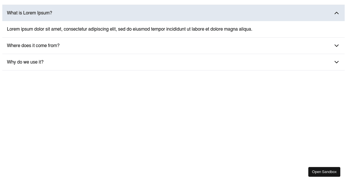React Accordion Tailwindcss Codesandbox