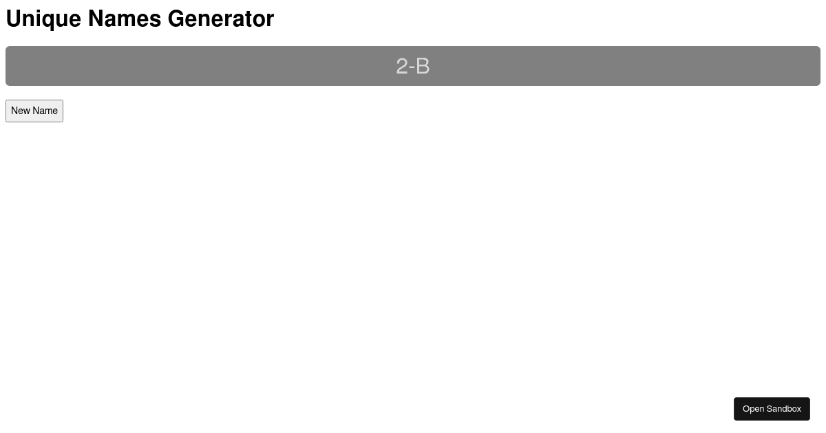 Unique Names Generator Forked Codesandbox