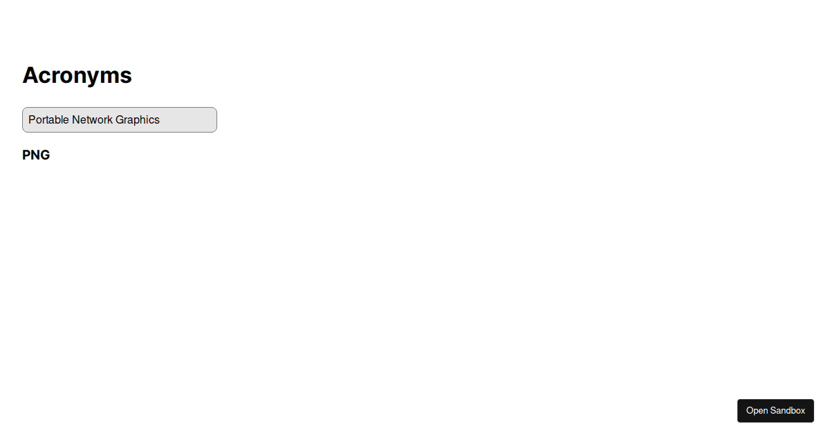 Acronyms - Codesandbox