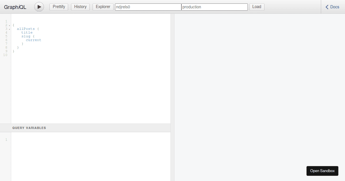 GraphiQL for Sanity.io - Codesandbox