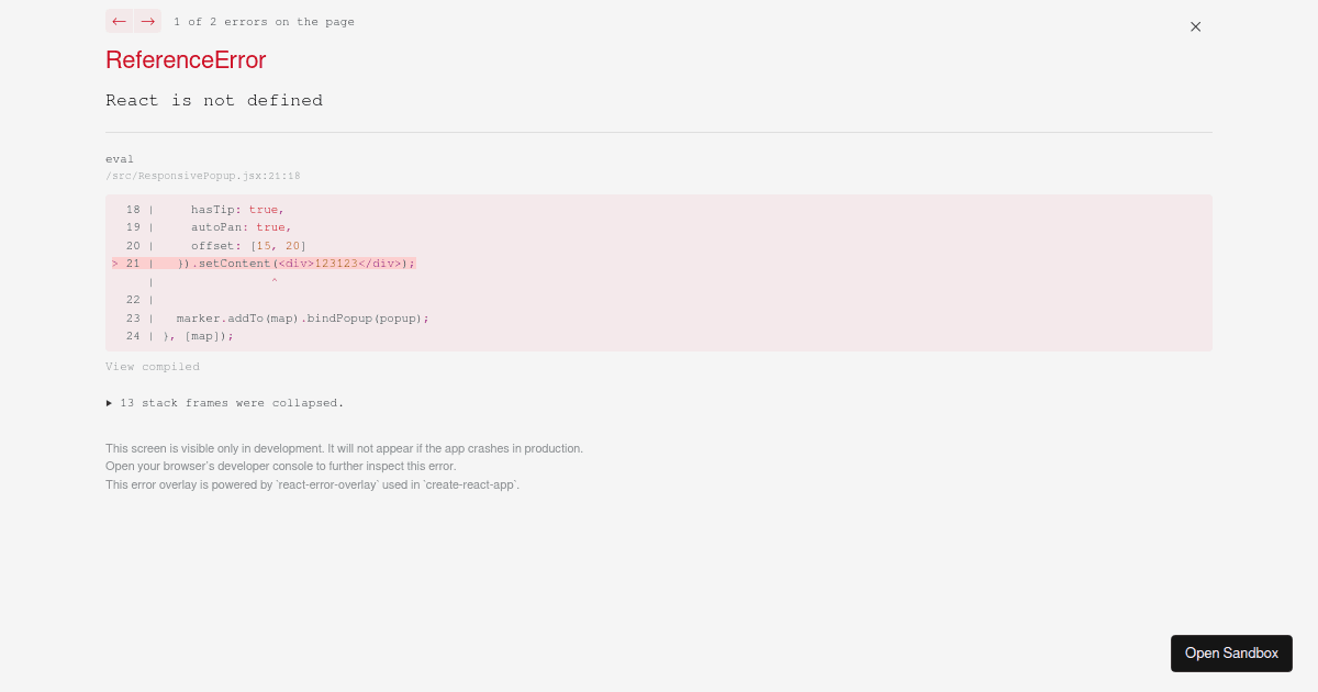 Using Leaflet Responsive Popup Library In React Leaflet Codesandbox
