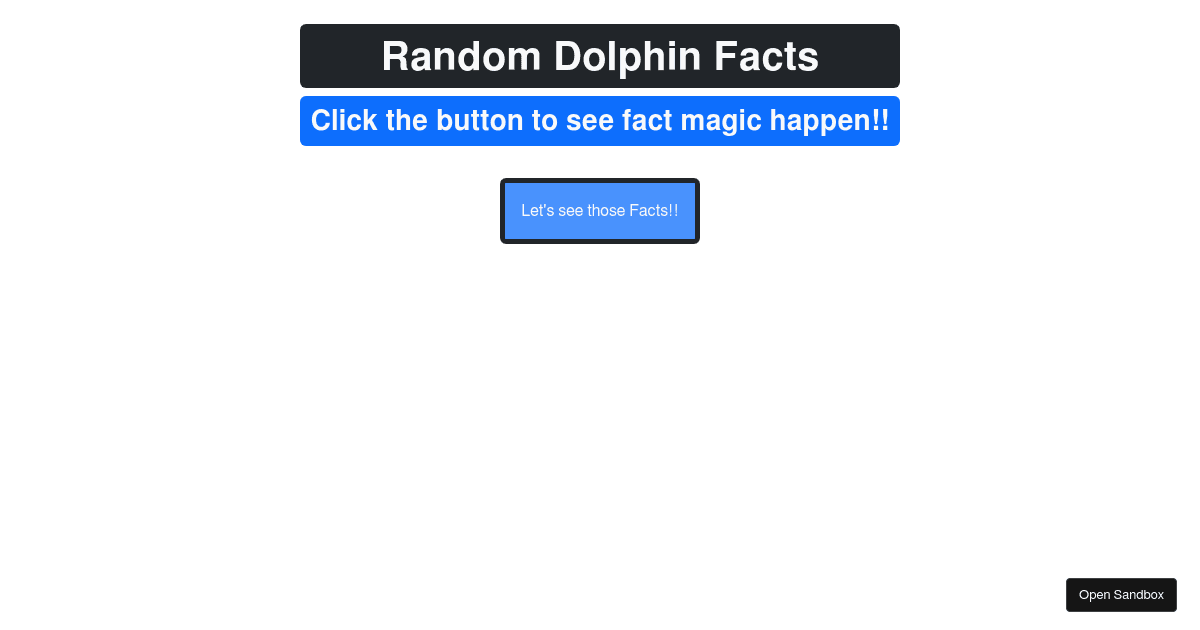 Random Dolphin Facts - Codesandbox