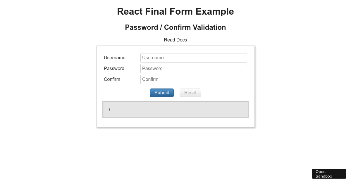 React Final Form - Synchronous Record Level Validation - Codesandbox