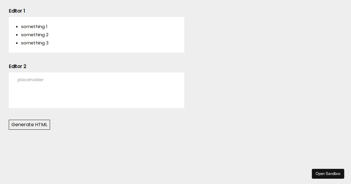 lexical html as initialValue - Codesandbox