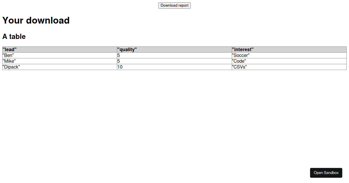 JSX to PDF - Codesandbox
