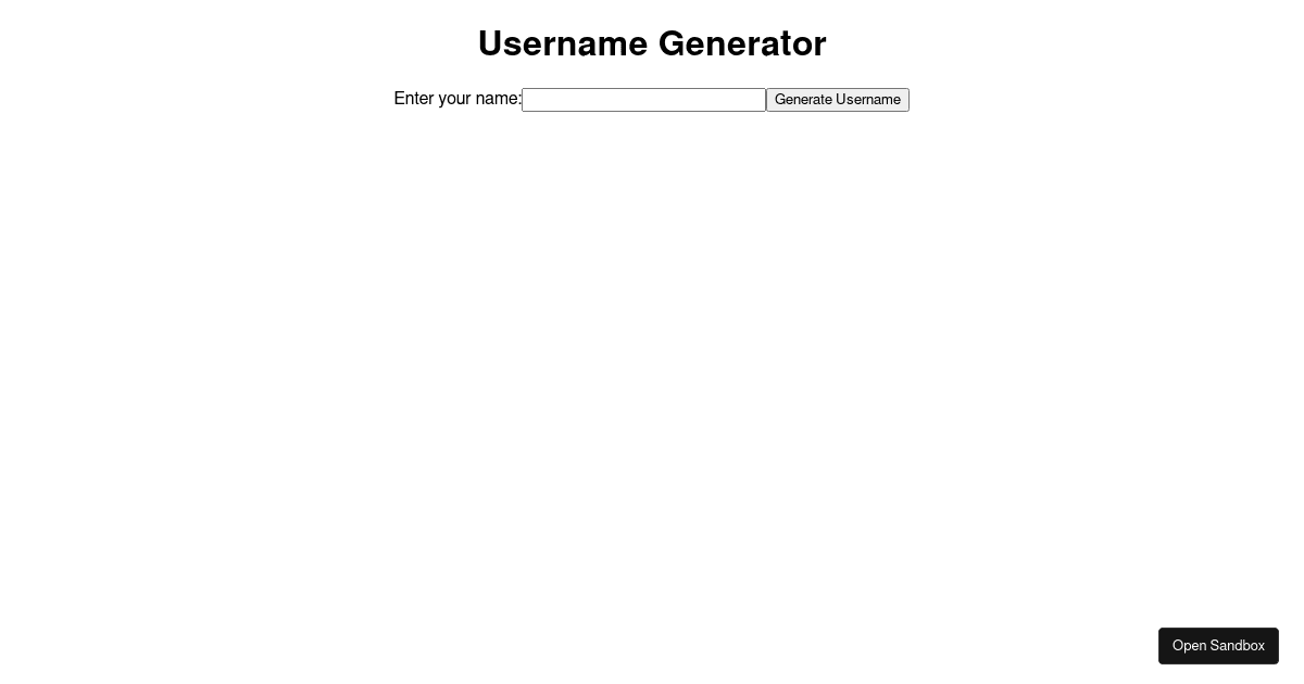 Username generator - Codesandbox