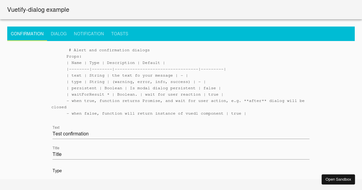vuetify-dialog-example - Codesandbox
