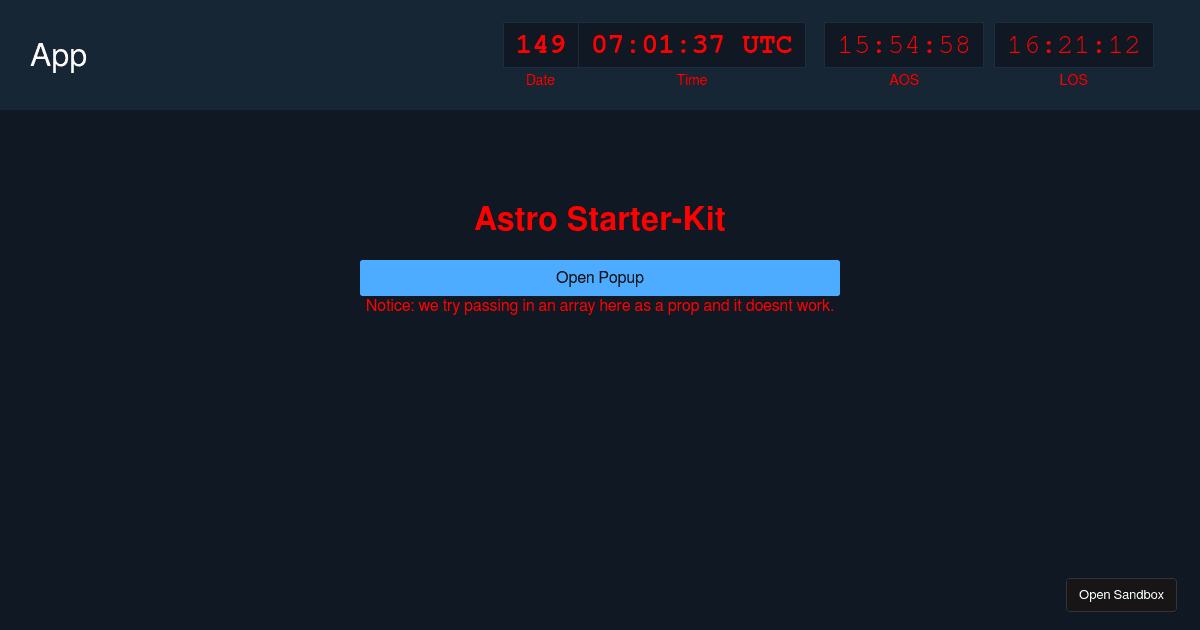 Astro React Starter - Codesandbox