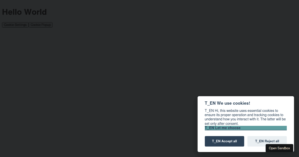 cookies consent - Codesandbox