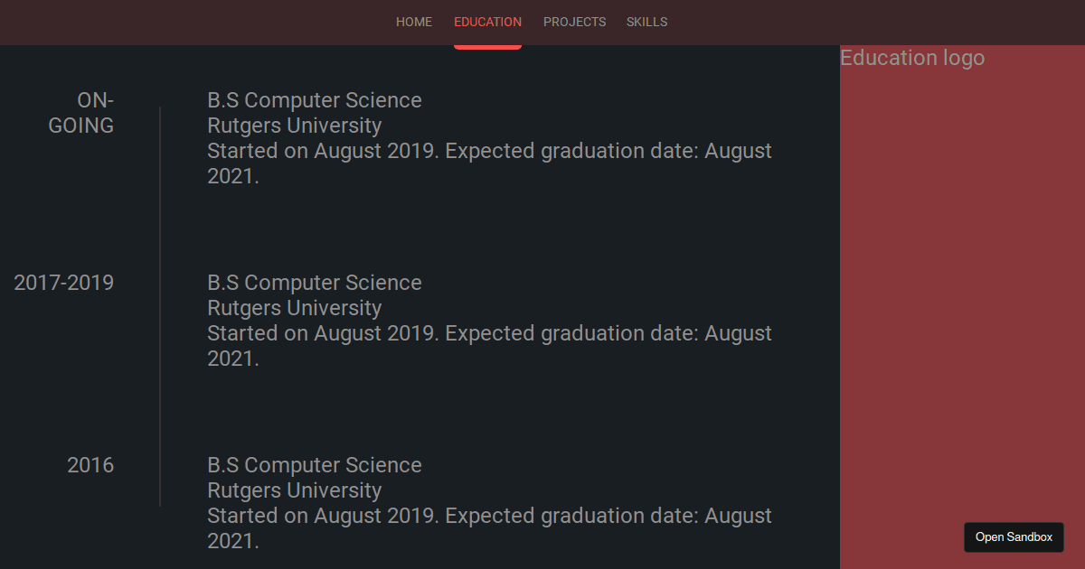 portfolio-education - Codesandbox