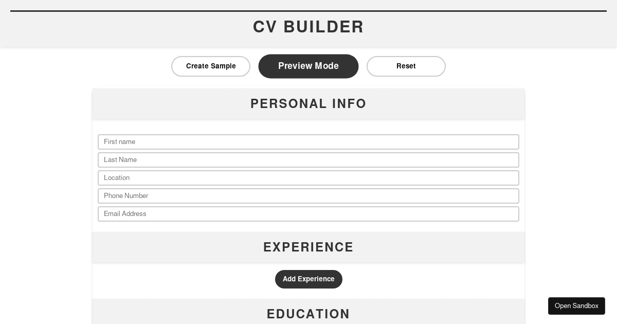 cv-builder - Codesandbox
