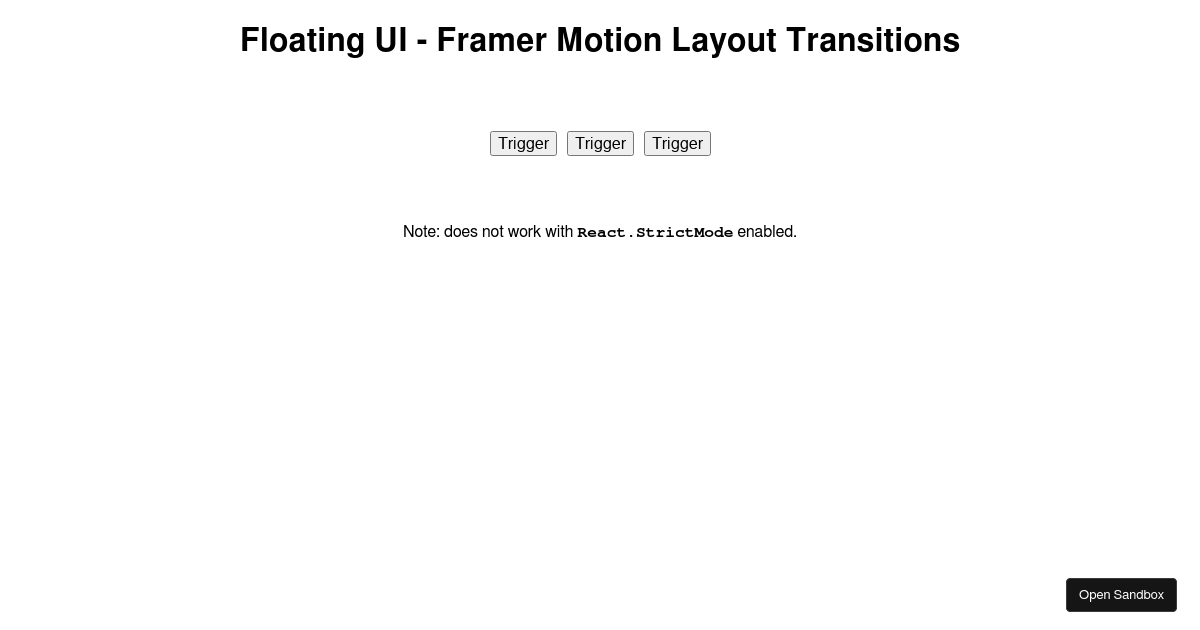Floating UI - Framer Motion Layout Transitions - Codesandbox