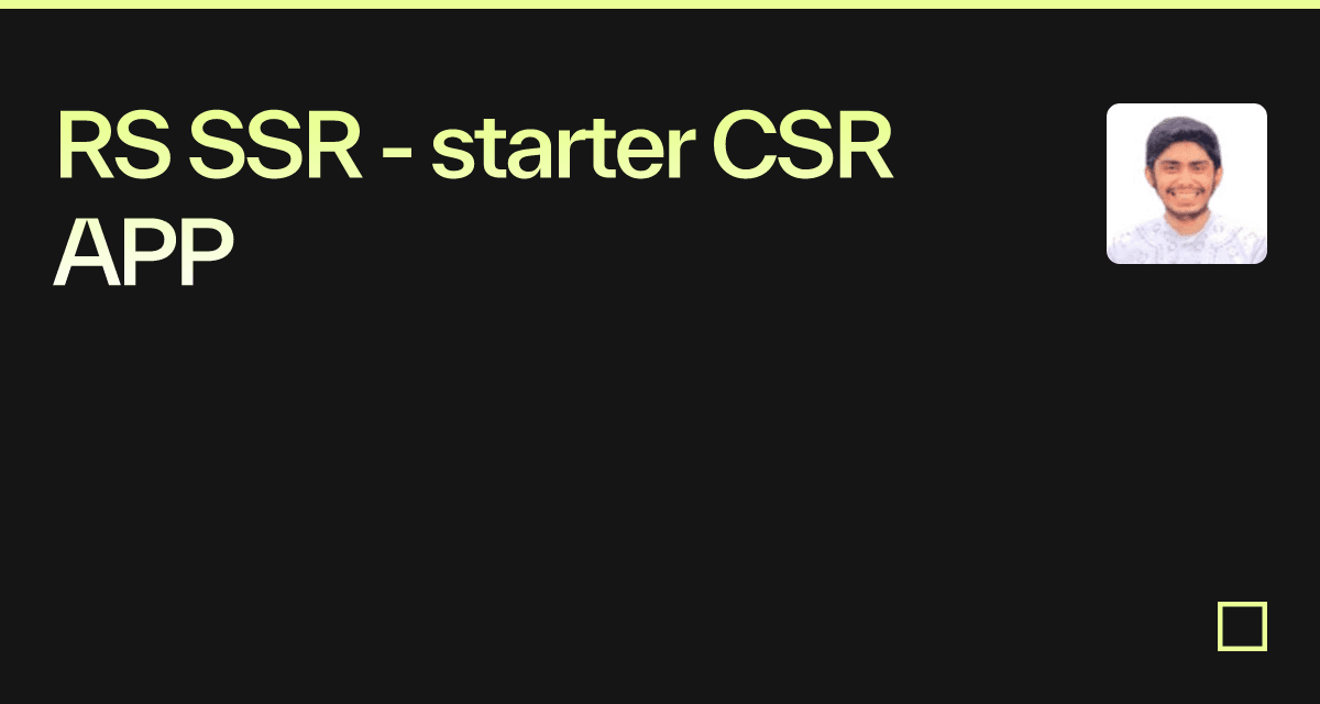 RS SSR - starter CSR APP - Codesandbox