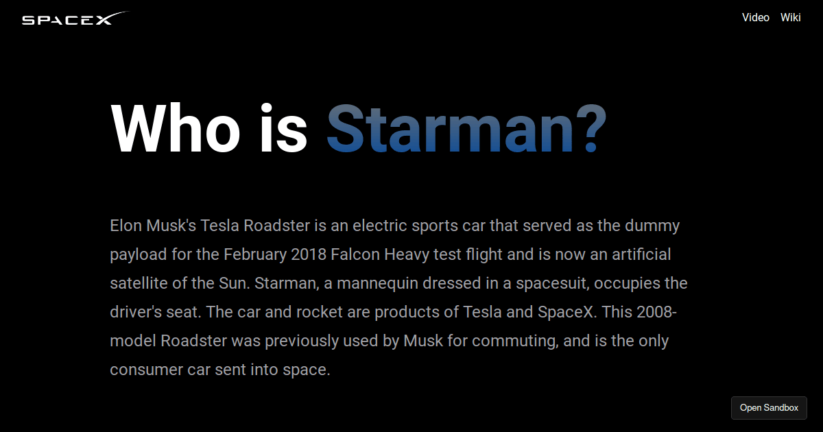 react-spacex-starman-complete - Codesandbox