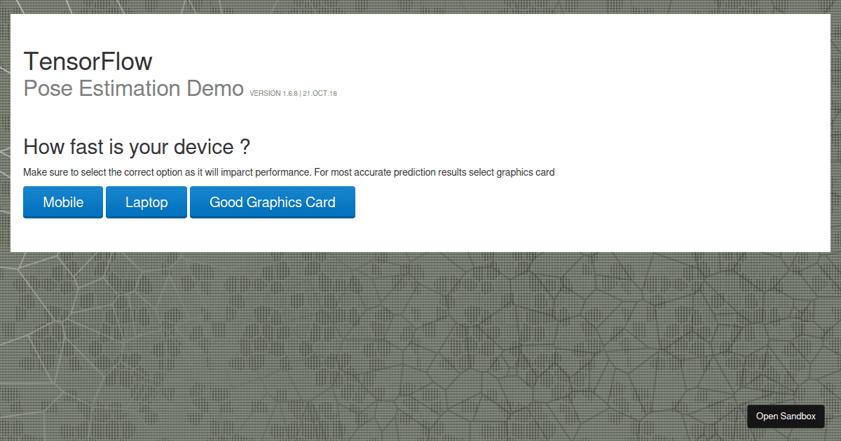 TensorFlow Pose Estimation Demo - Codesandbox